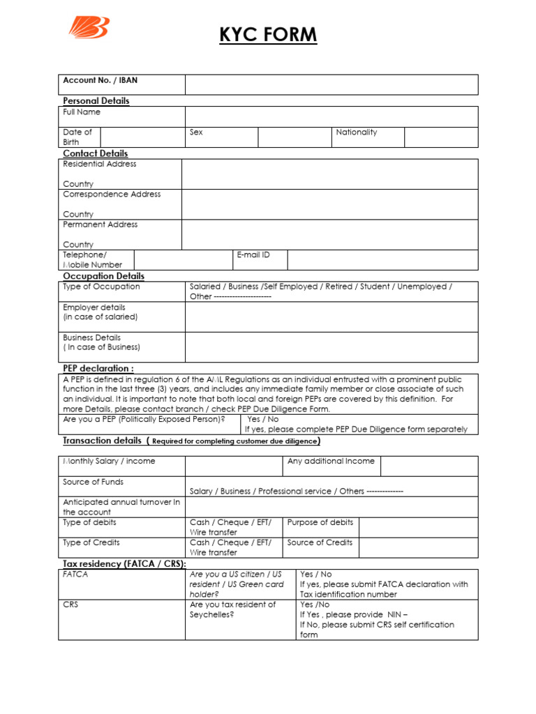 KYC Form For Individuals | PDF | Wire Transfer