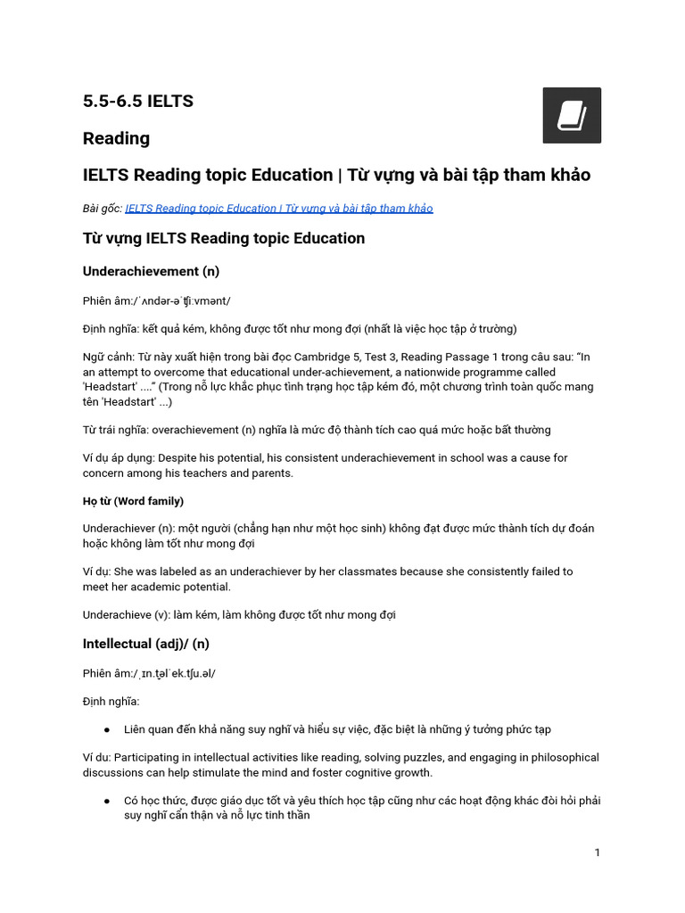 IELTSReadingtopicEducation_Tuvungvabaitapthamkhao(1)_2023-12-31-21-48-24-4618 | PDF