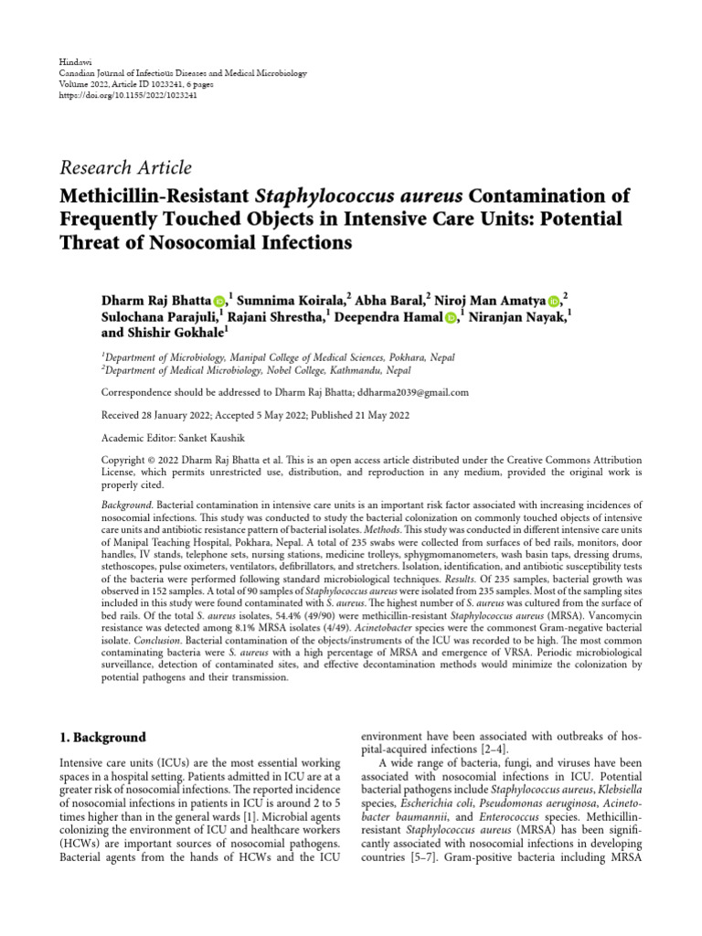 Methicillin-Resistant_Staphylococcus_aureus_Contam | PDF | Hospital ...