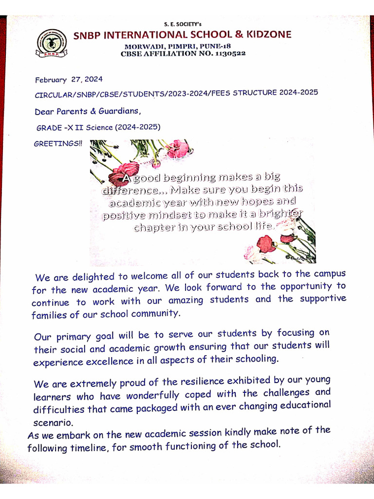 Grade 12 Reopening and Fees Circular | PDF