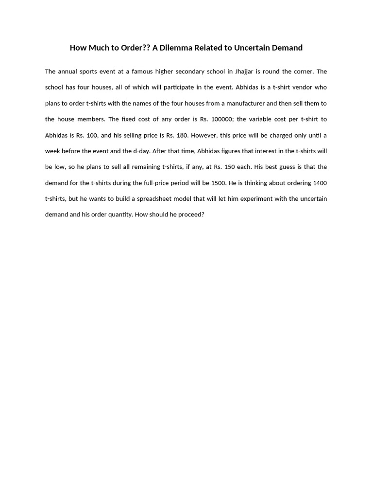 Uncertain Demand Problem | PDF