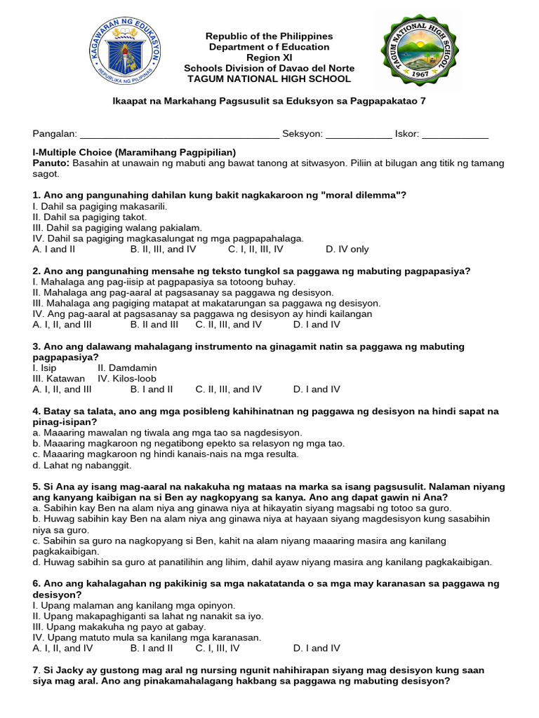 TEST QUESTIONNAIRE Very Final | PDF