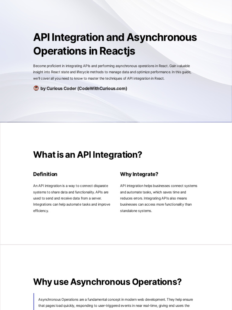 Api Integration And Asynchronous Operations In Reactjs Pdf World