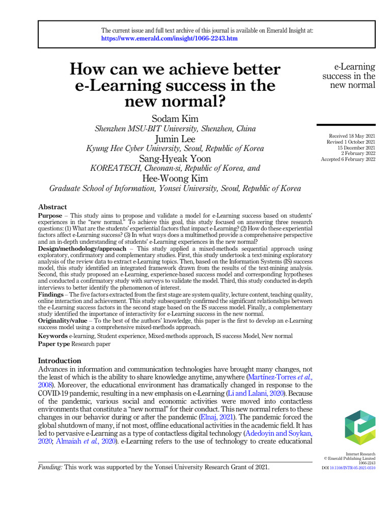 How can we achieve better e-Learning success in the new normal | PDF | Educational Technology ...
