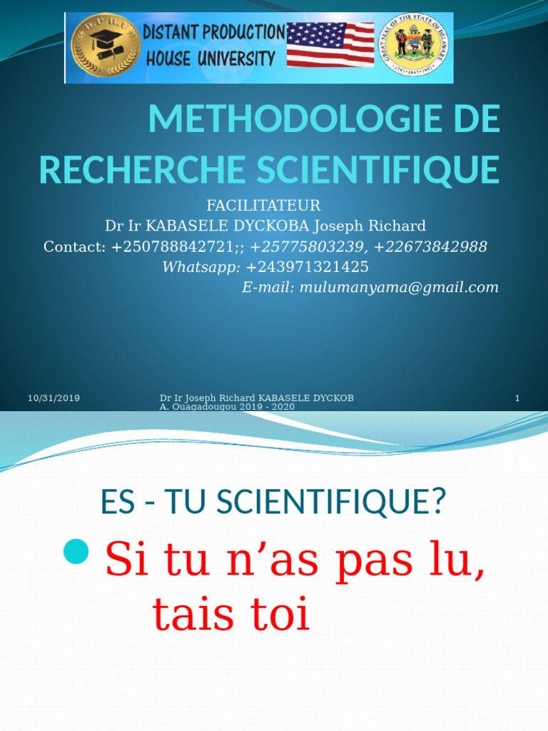 Methodologie de Recherche Scientifique | PDF | Statistiques | Observation