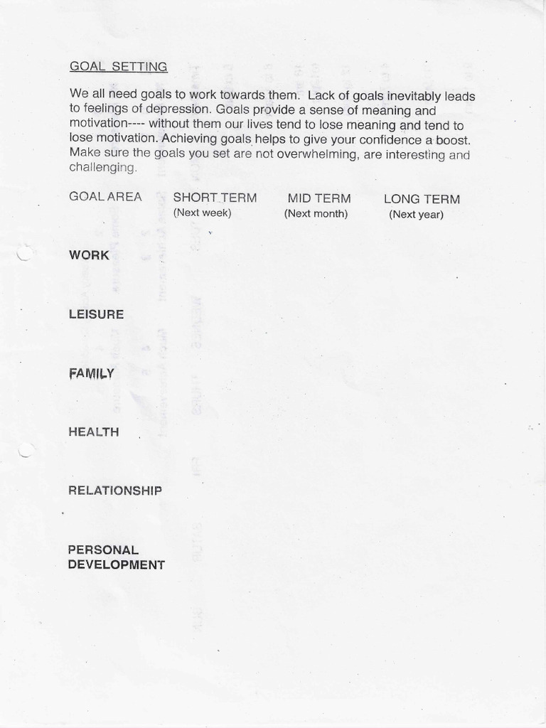 Goal Setting Sheet | PDF