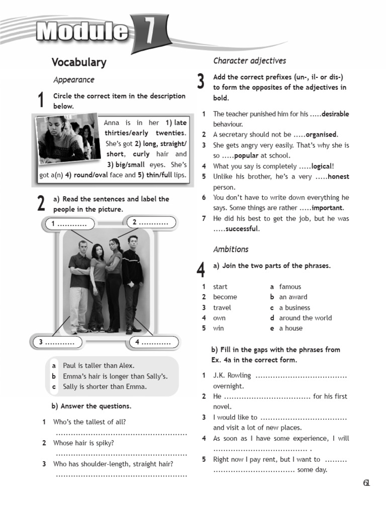 Action3 Unit7 Exercise Student's Workbook | PDF | Linguistics