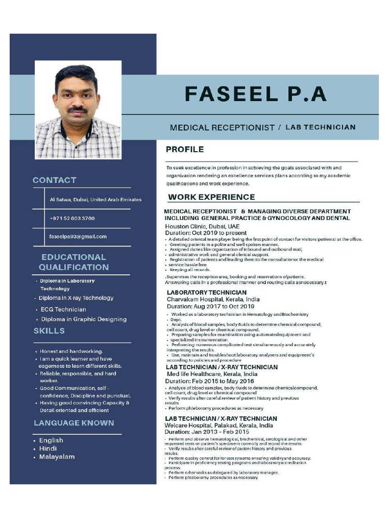 Medical Receptionist Lab Technician | PDF