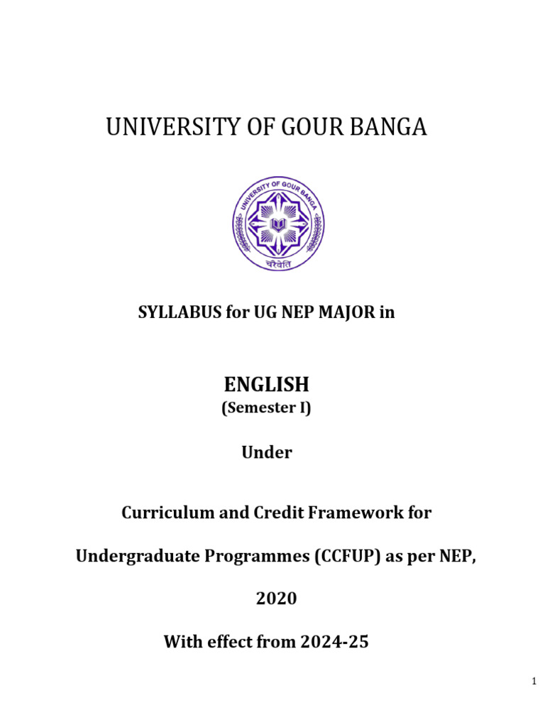 NEP Major English Syllabus Sem 1-With Code | PDF | Poetry | Phonetics