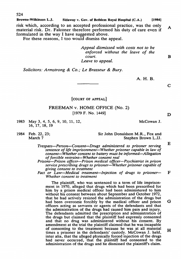 FREEMAN v. HOME OFFICE (No. 2) (1979 F. No. 1449) (1984) Q.B. 524 | PDF