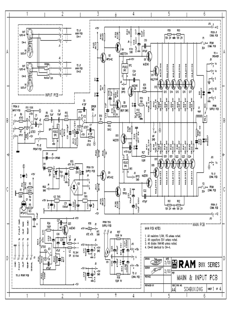Ram Audio Bux3 Bux4 Series Amplifier Schematic | PDF