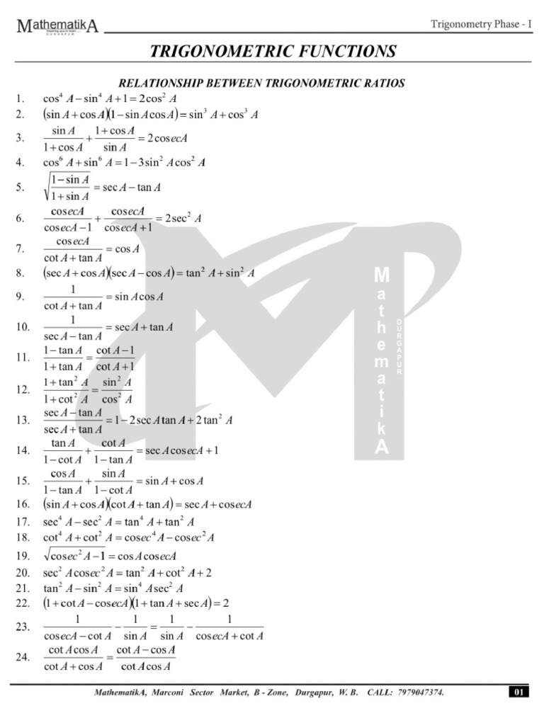 Trigonometry DPP - 01 (Foundation) | PDF