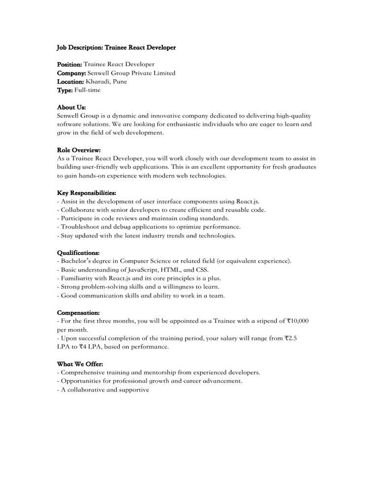 Job Description trainee position (1) | PDF