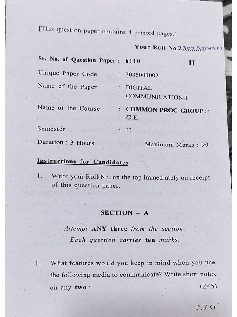 Digital Communication Paper | PDF