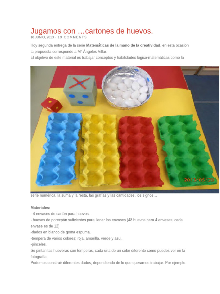 Juego educativo con cartones de huevos | PDF