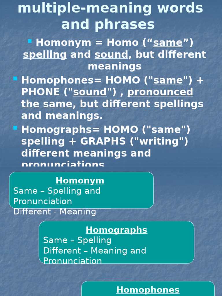 Understanding Homonyms and More | PDF | Orthography | Linguistic Morphology