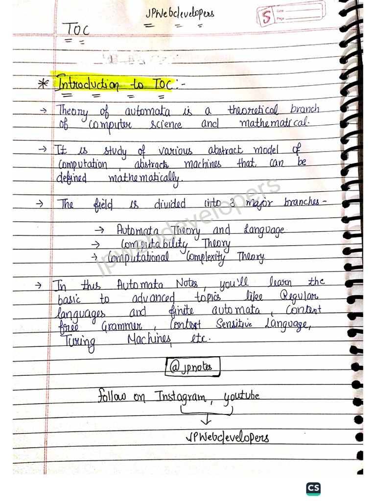 Introduction to TOC | PDF