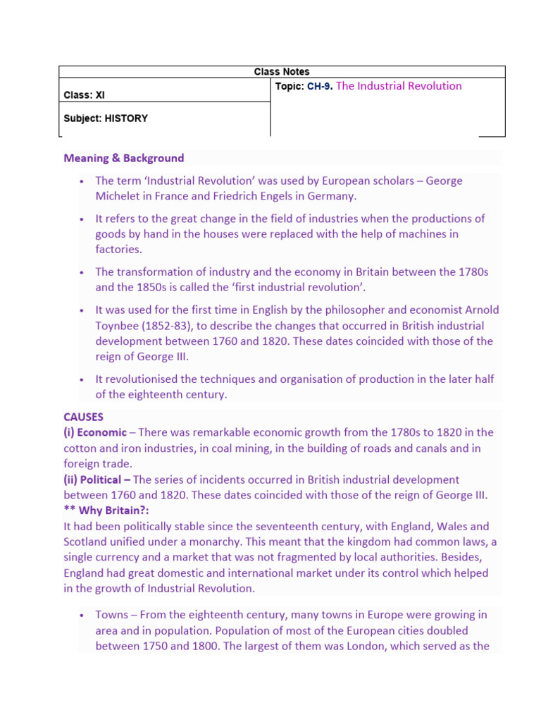 11 History | PDF | Industrial Revolution | England