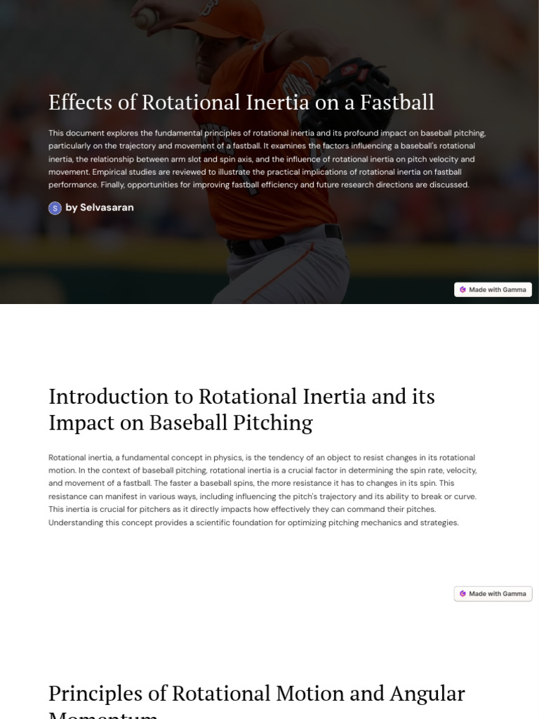 Effects of Rotational Inertia On A Fastball | PDF | Pitcher | Rotation