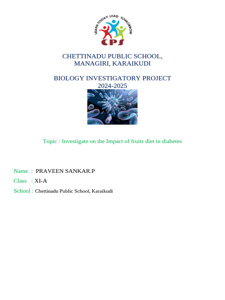 Biology Investigatory Project Front Page (2) | PDF