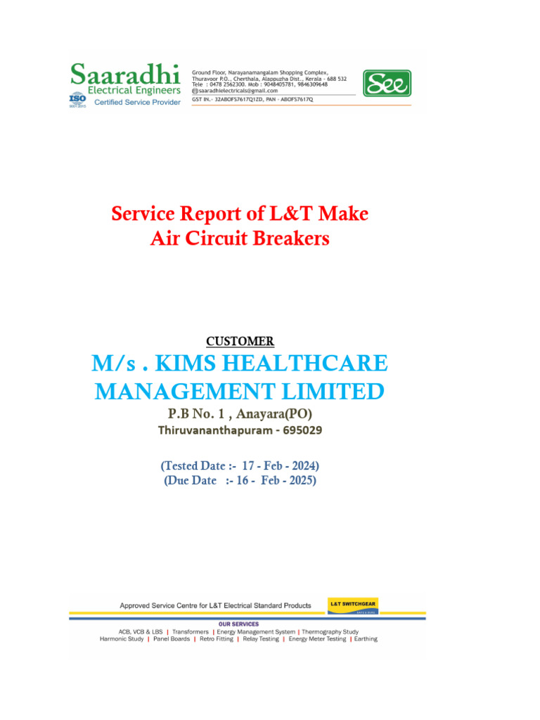 L&T Air Circuit Breaker Service Report | PDF