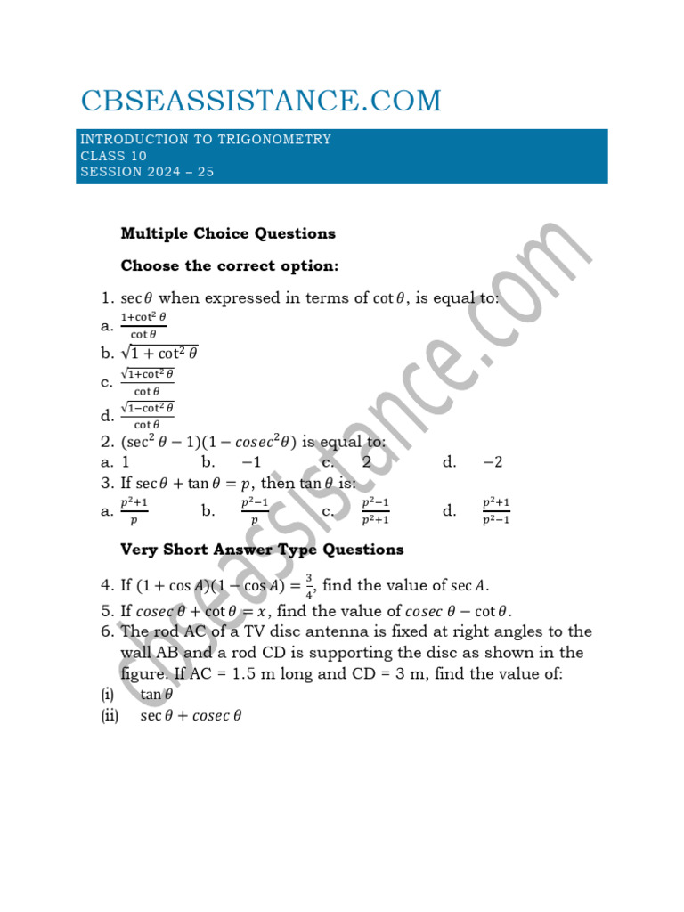 Trigonometry Assignment Pdf Trigonometry Geometry