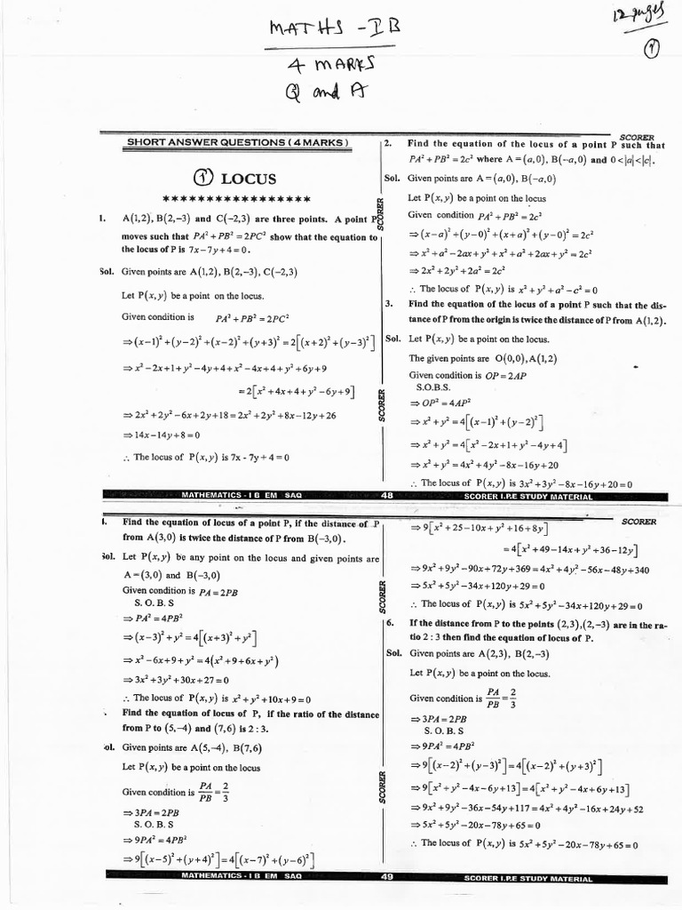 Maths 1B 4marks .Imp | PDF