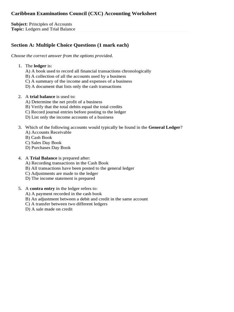 SECTION 4 WORKSHEET | PDF | Debits And Credits | Accounting