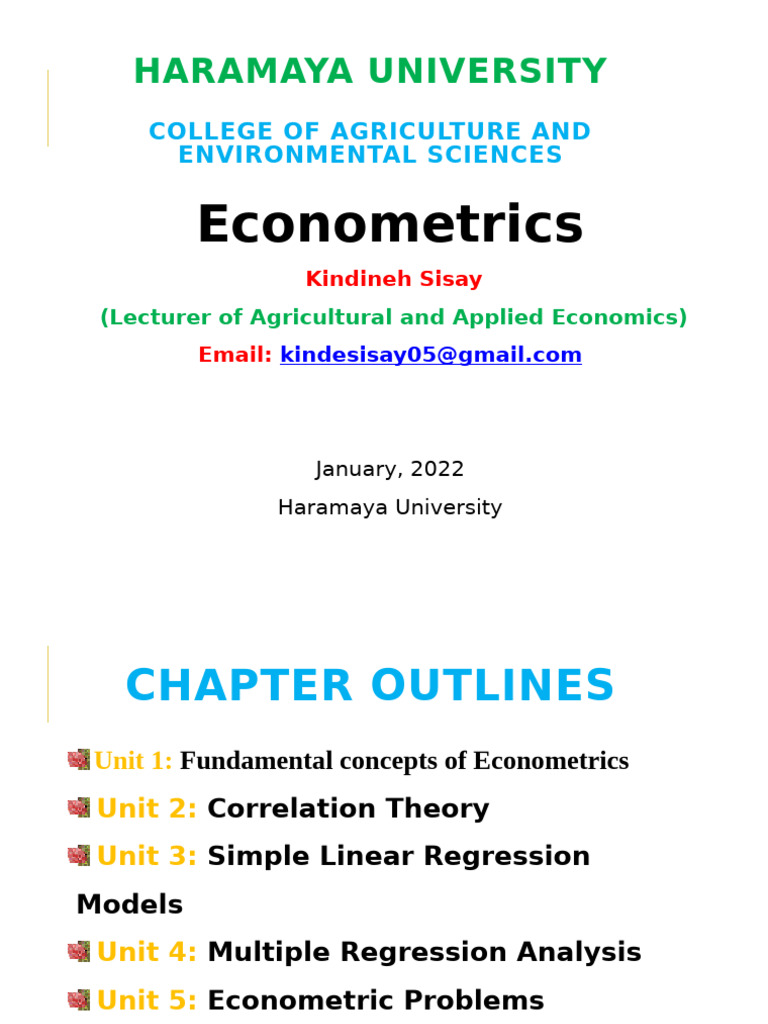 Econometrics ppt-1 | PDF | Econometrics | Ordinary Least Squares