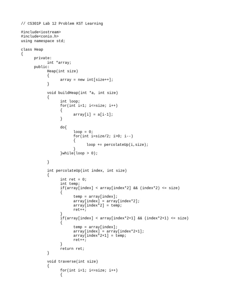 CS301P Lab 12 Solution Max Heap | PDF