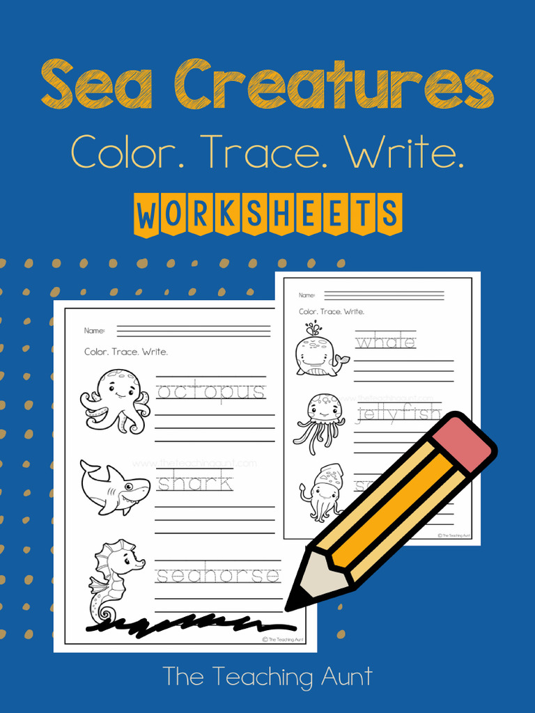 Sea Creatures Tracing WS A4 | PDF