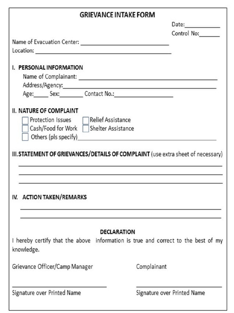 GRIEVANCE INTAKE FORM | PDF