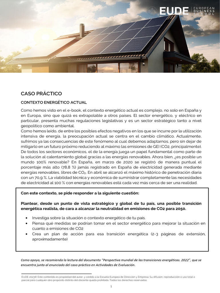 Caso_Contexto Energético Actual | PDF | Energía renovable | España