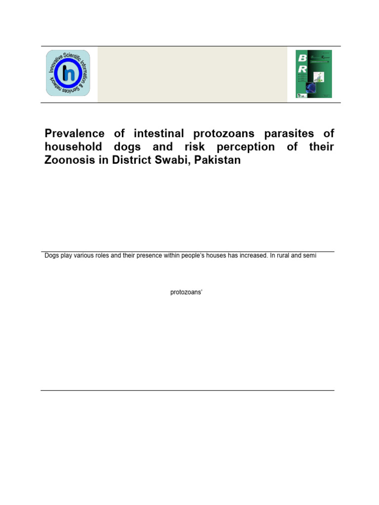 Bashir Protozoan Publish Paper | PDF | Parasitism | Dogs