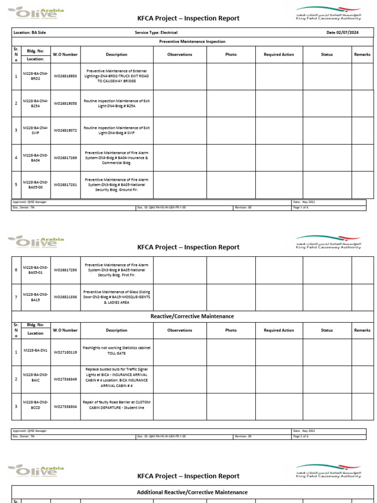 Electrical Inspection Report BA Side 02 July 2024 | PDF
