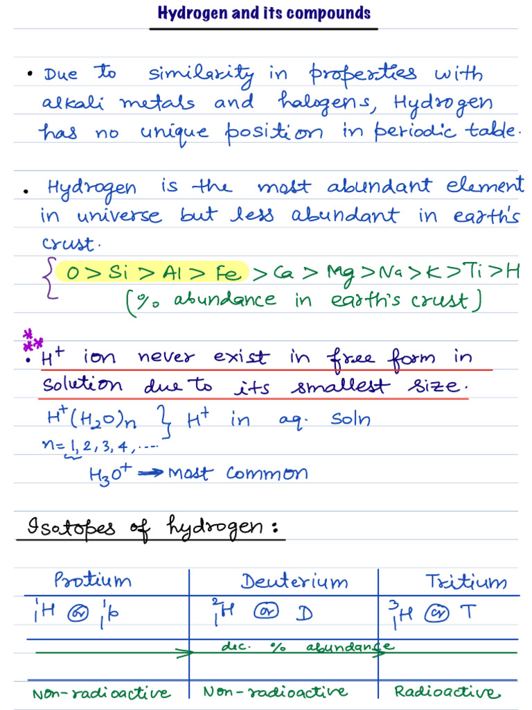 Complete Hydrogen and Its Comp | PDF | Hydride | Hydrogen