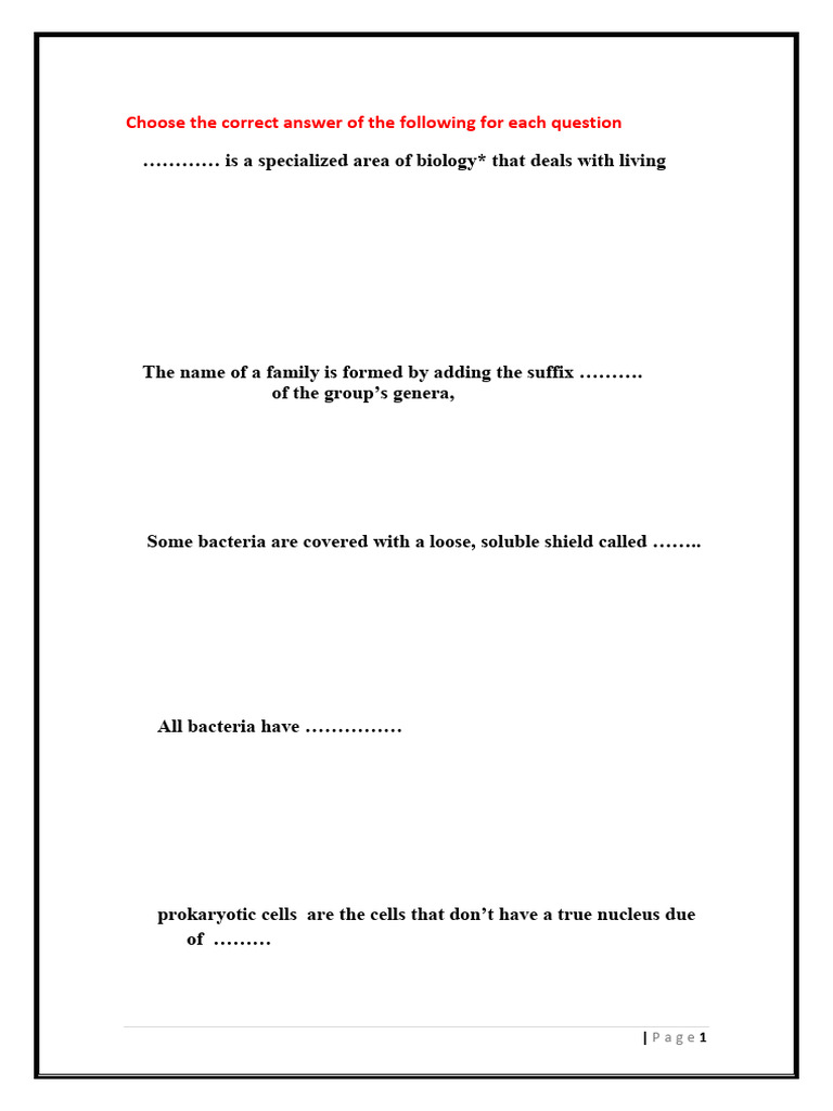 MCQ Bacteria With Answer | PDF | Bacteria | Cell (Biology)