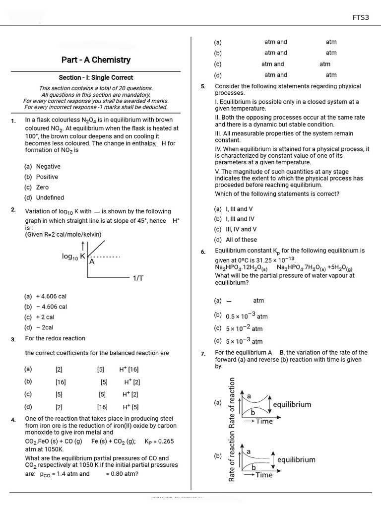 FTS3 TestPaper 1734599700 | PDF | Gases | Temperature