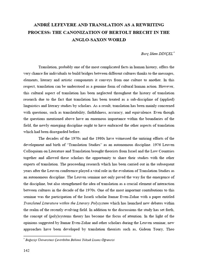 Andre Lefevere and Translation As A Rewr | PDF | Translations | Theatre