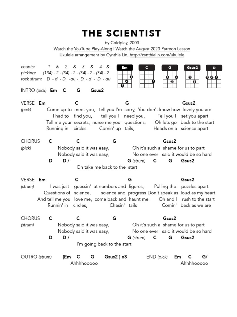 THE SCIENTIST Patreon - Ukulele Chord Chart | PDF | Songs | Recorded Music