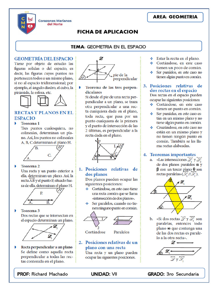 Geoemtria 3ro Secundaria - Ficha de Aplicacion - Geometria en El ...