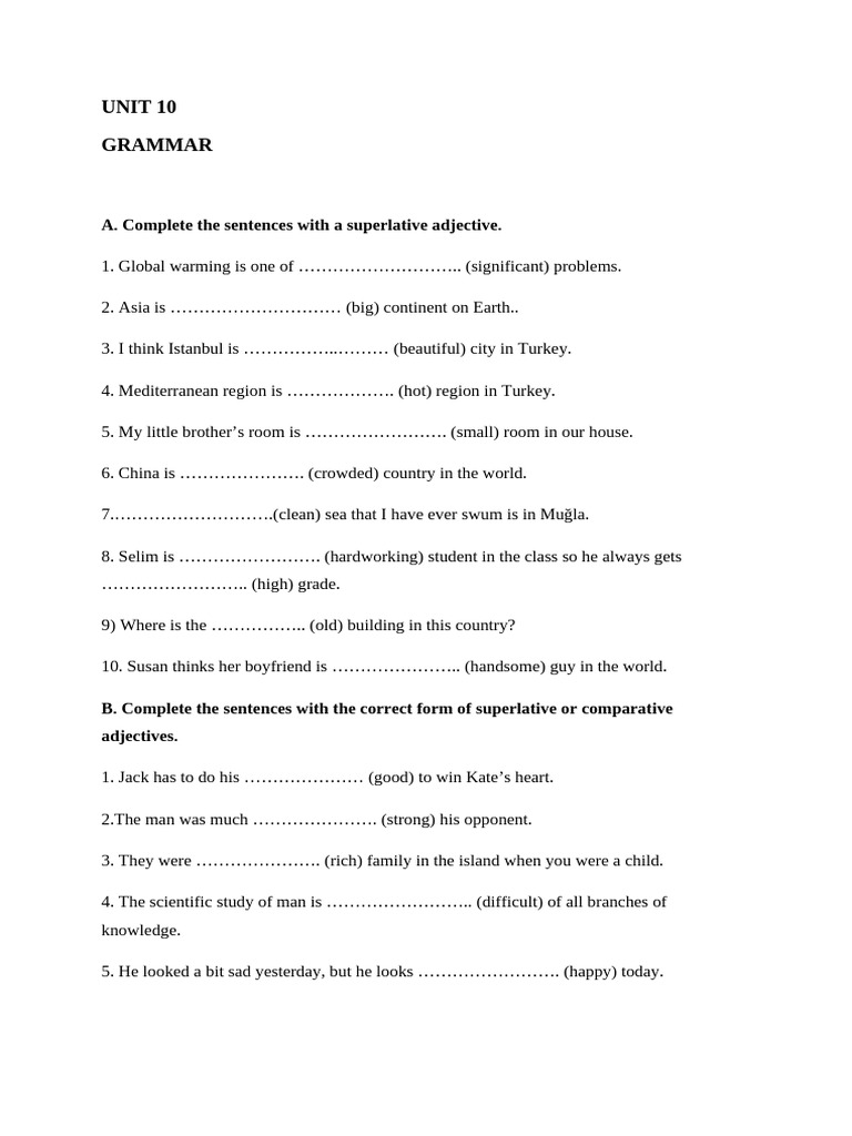 Worksheet Unit 10-11 | PDF
