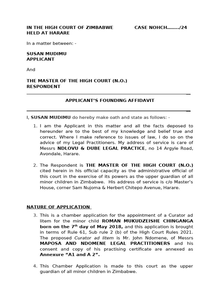 Curator Ad Litem Application for Minor | PDF | Legal Guardian | Justice