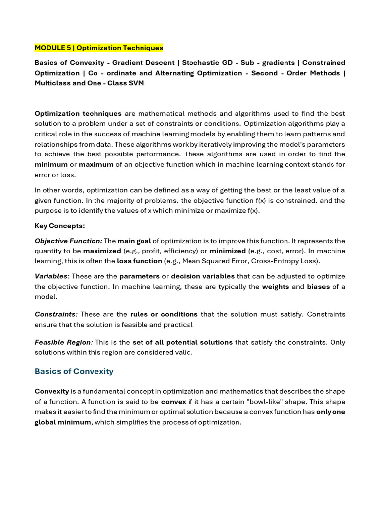 ML Module 5 Full Notes | PDF | Mathematical Optimization | Theoretical ...