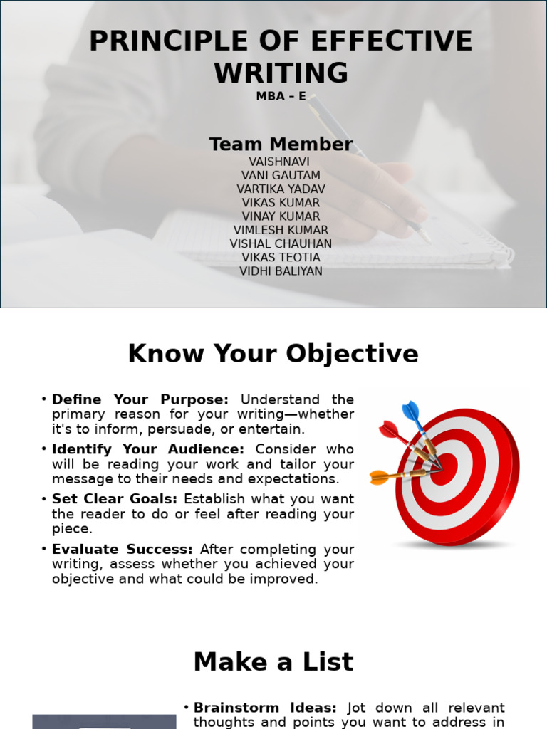 Principle of Effective Writing | PDF | Sentence (Linguistics) | Speed ...