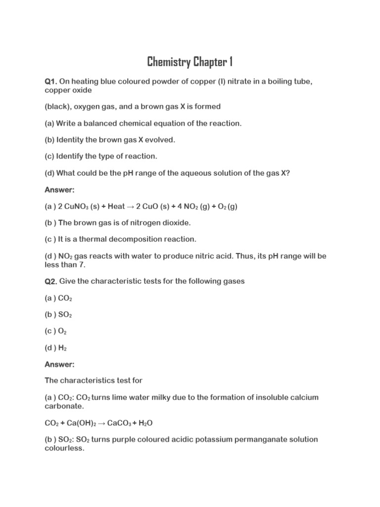 Chemistry Chapter 1 | PDF | Chemical Reactions | Redox