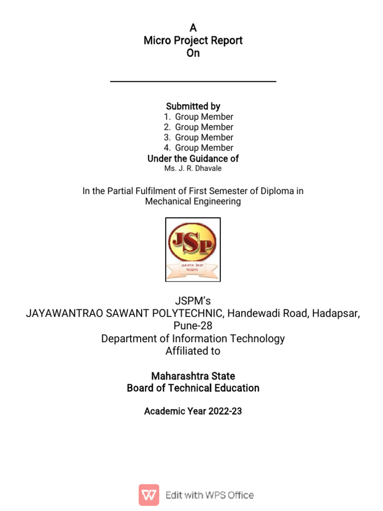 Microproject Format 1 | PDF | Diploma | Grammar