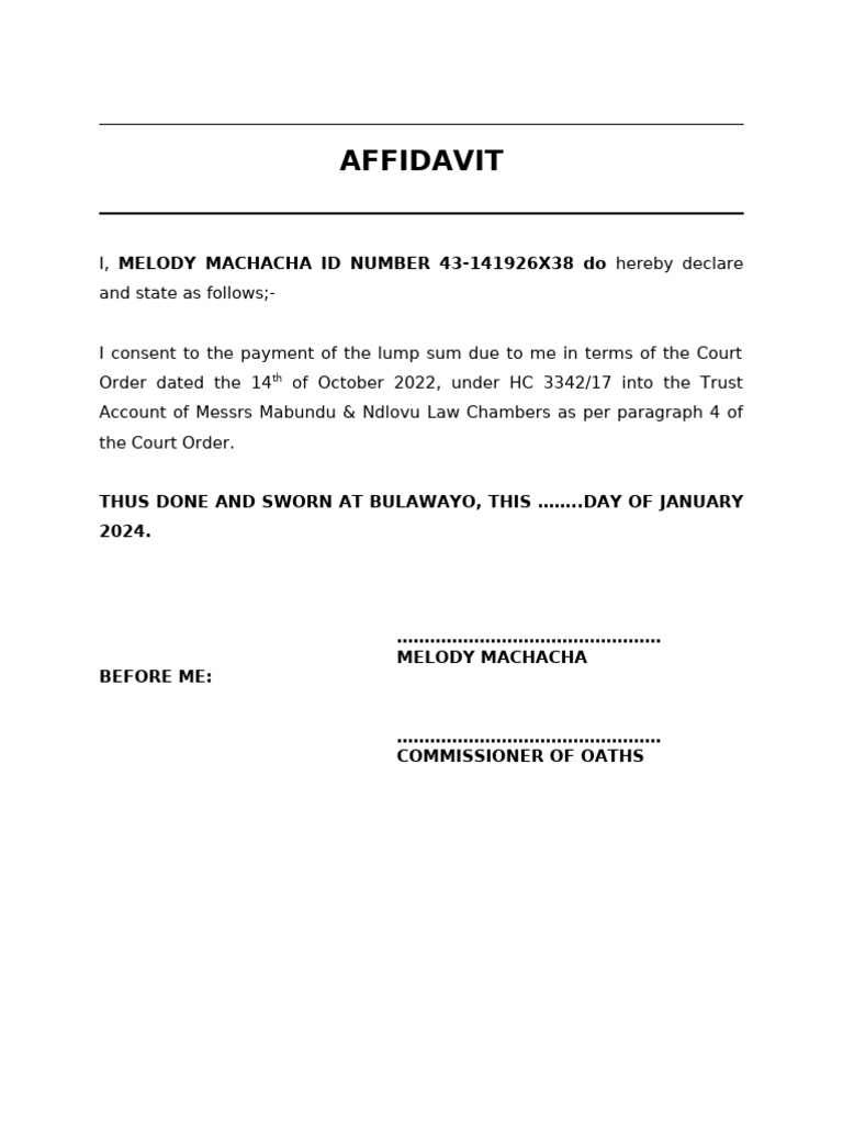 Affidavit - Melody Machacha | PDF