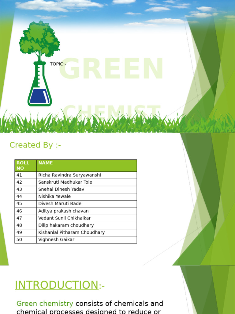 Green Chemistry Principles Overview | PDF | Chemical Substances | Green ...