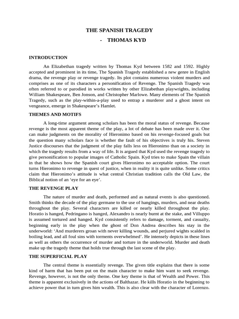 The Spanish Tragedy Essay | PDF